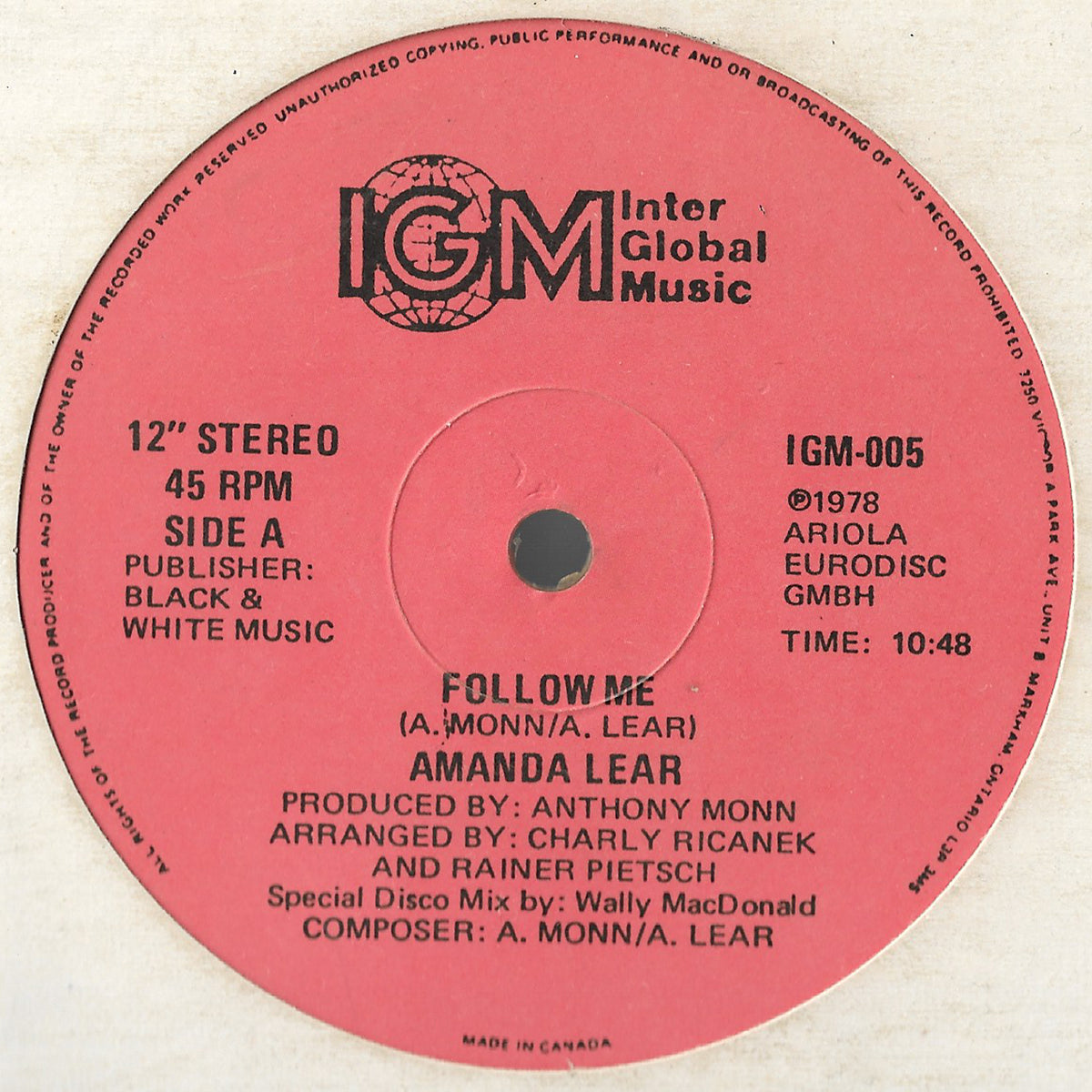 Amanda Lear - Follow Me – Invisible City Editions